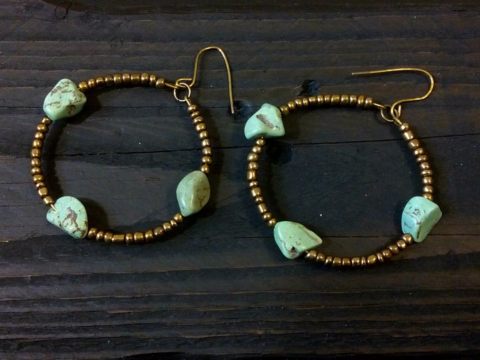 Oversize Boho Hoops Ethnic Hoops Gold Beaded Hoops Hippie - Etsy