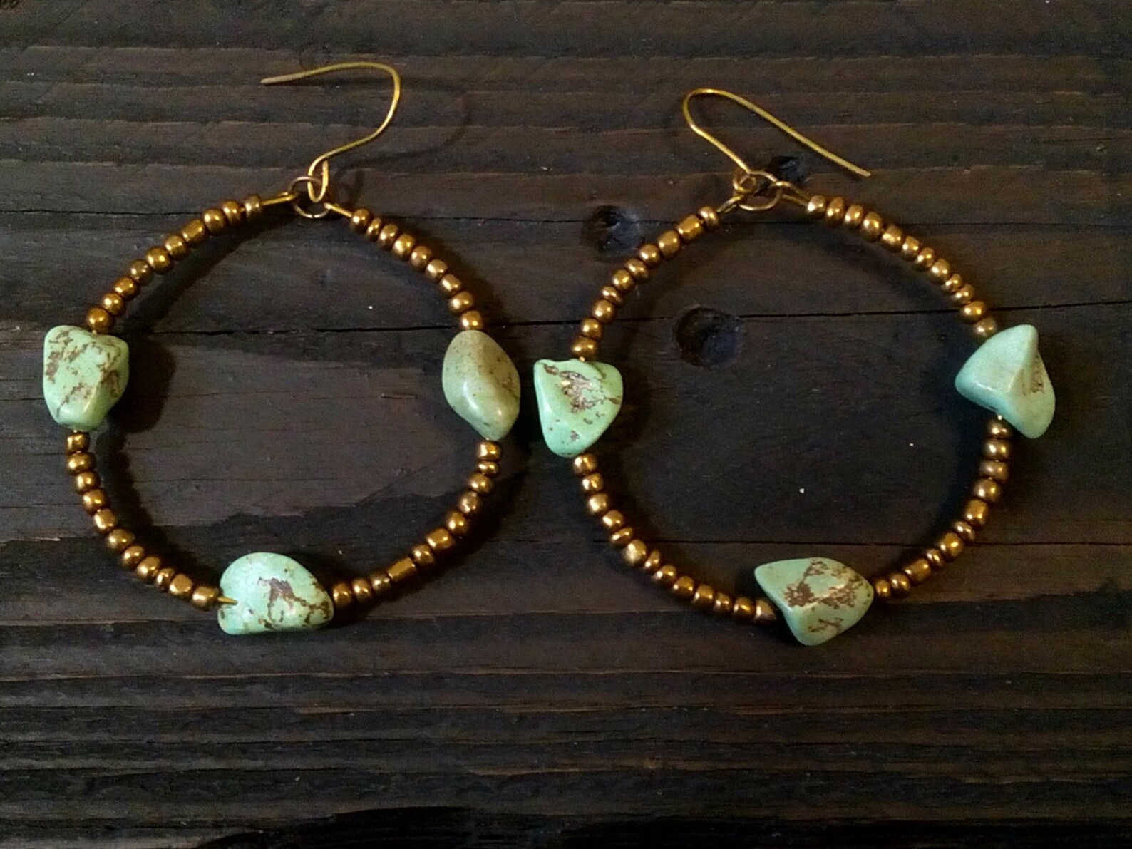 Oversize Boho Hoops Ethnic Hoops Gold Beaded Hoops Hippie - Etsy