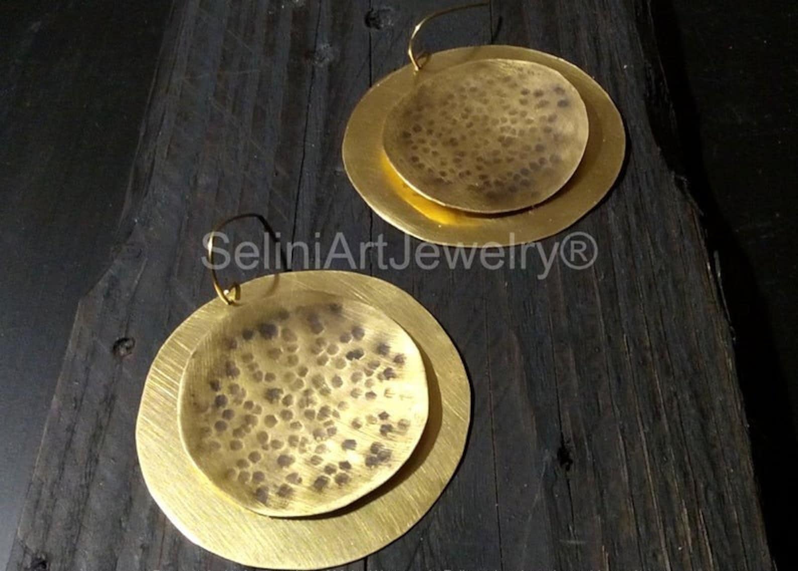 Big African Earrings Oversize Brass Earrings Dangle Hoop | Etsy