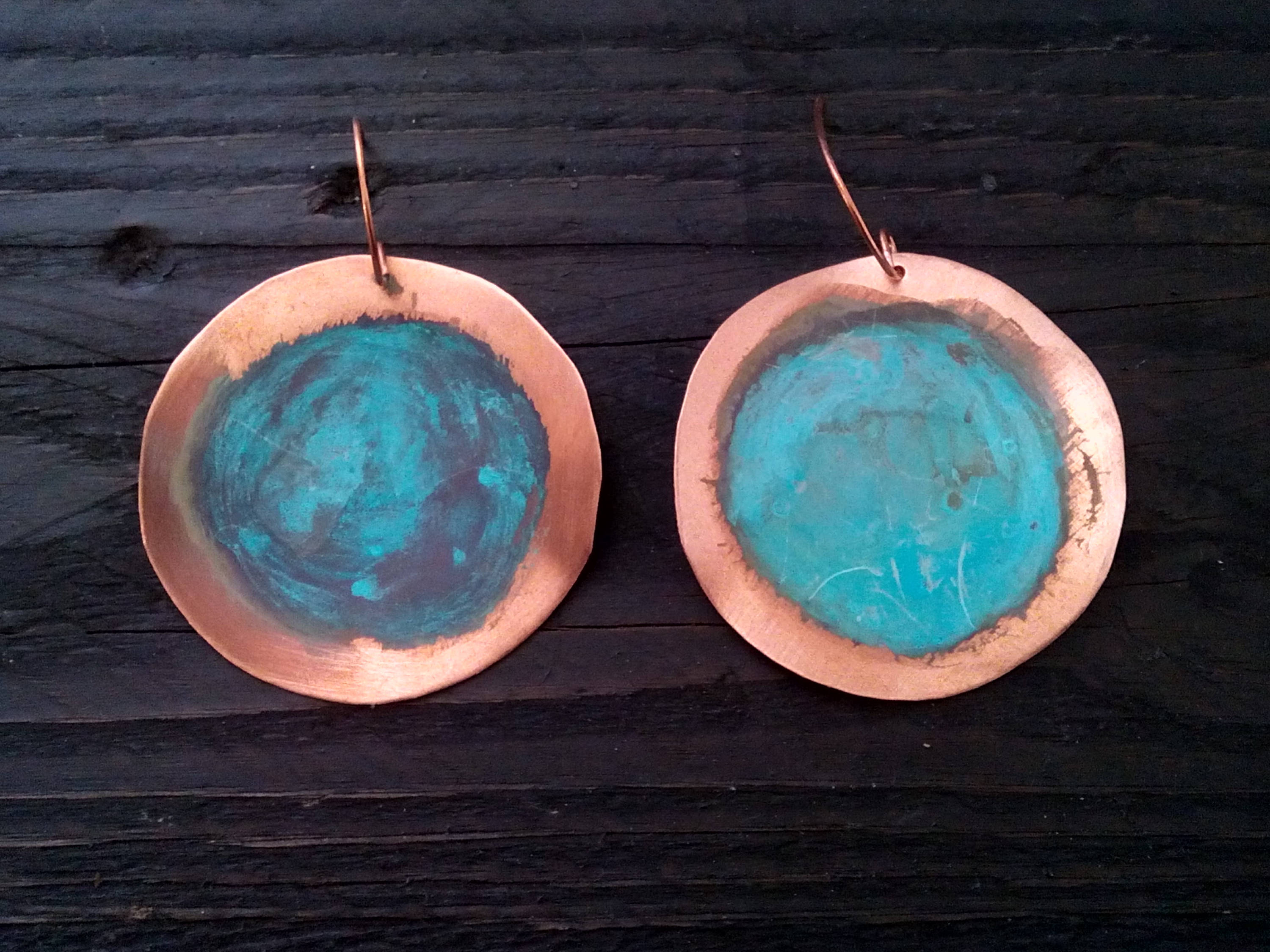 Copper patina earrings hoop earrings dangle copper earrings | Etsy