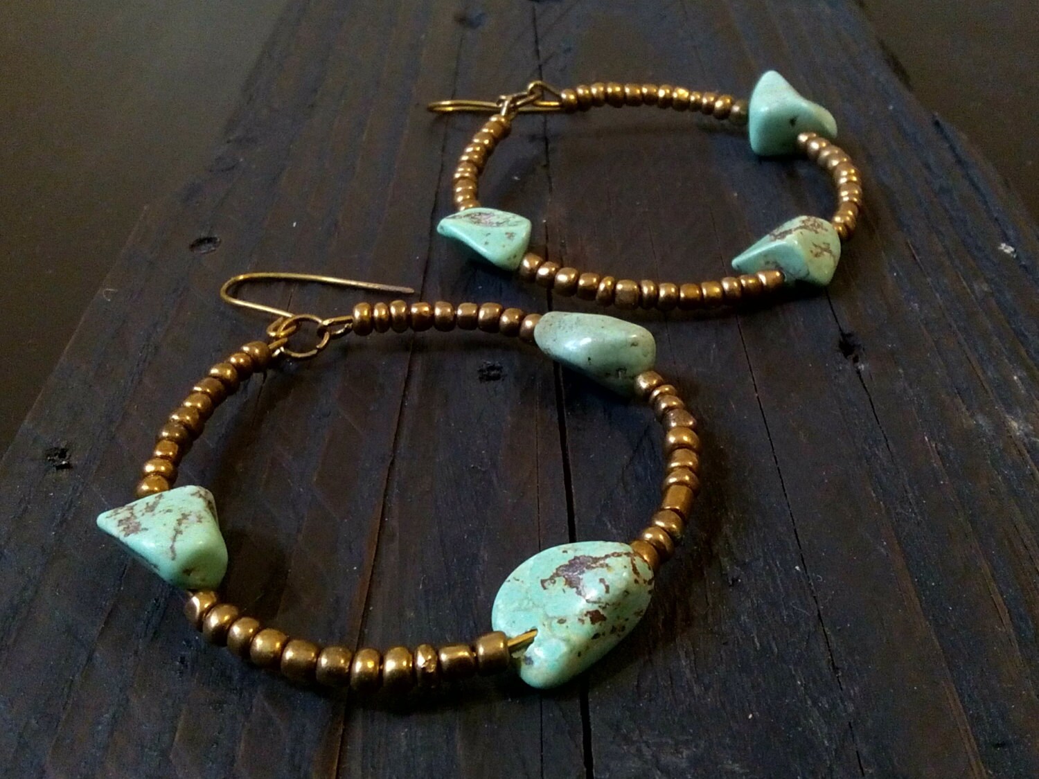 Oversize Boho Hoops Ethnic Hoops Gold Beaded Hoops Hippie - Etsy