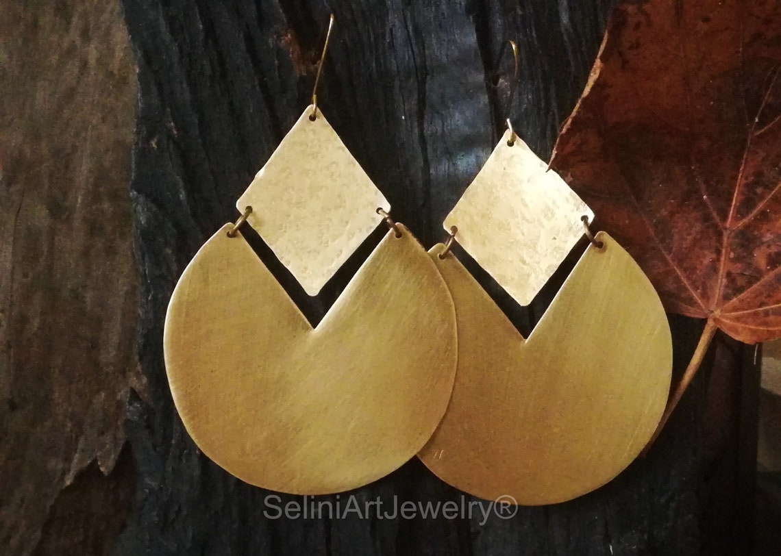 Large African Earrings Ethnic Gold Earrings Gold Hoop Earrings - Etsy