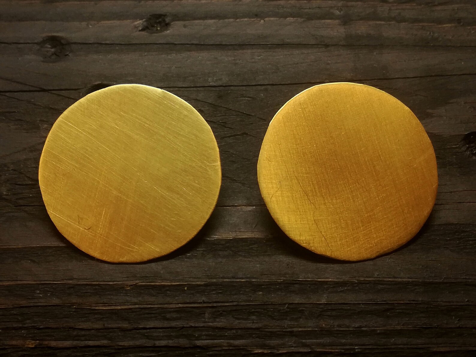 Clip on Round Brass Earrings, Moon Earrings, Round Earrings, Minimal ...