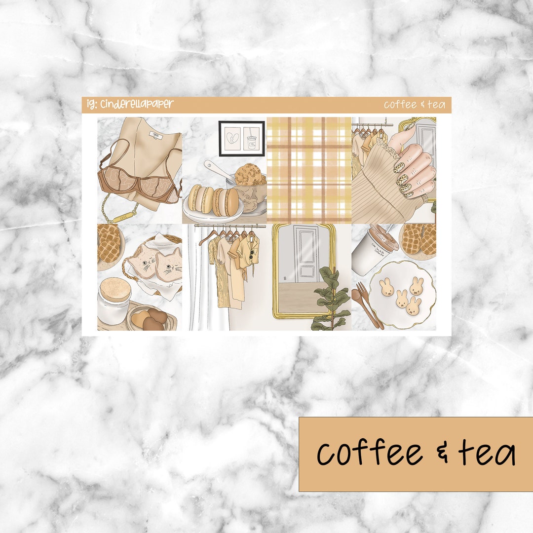 Coffee & Tea Weekly Planner Sticker Kit, Erin Condren Vertical (digital ...
