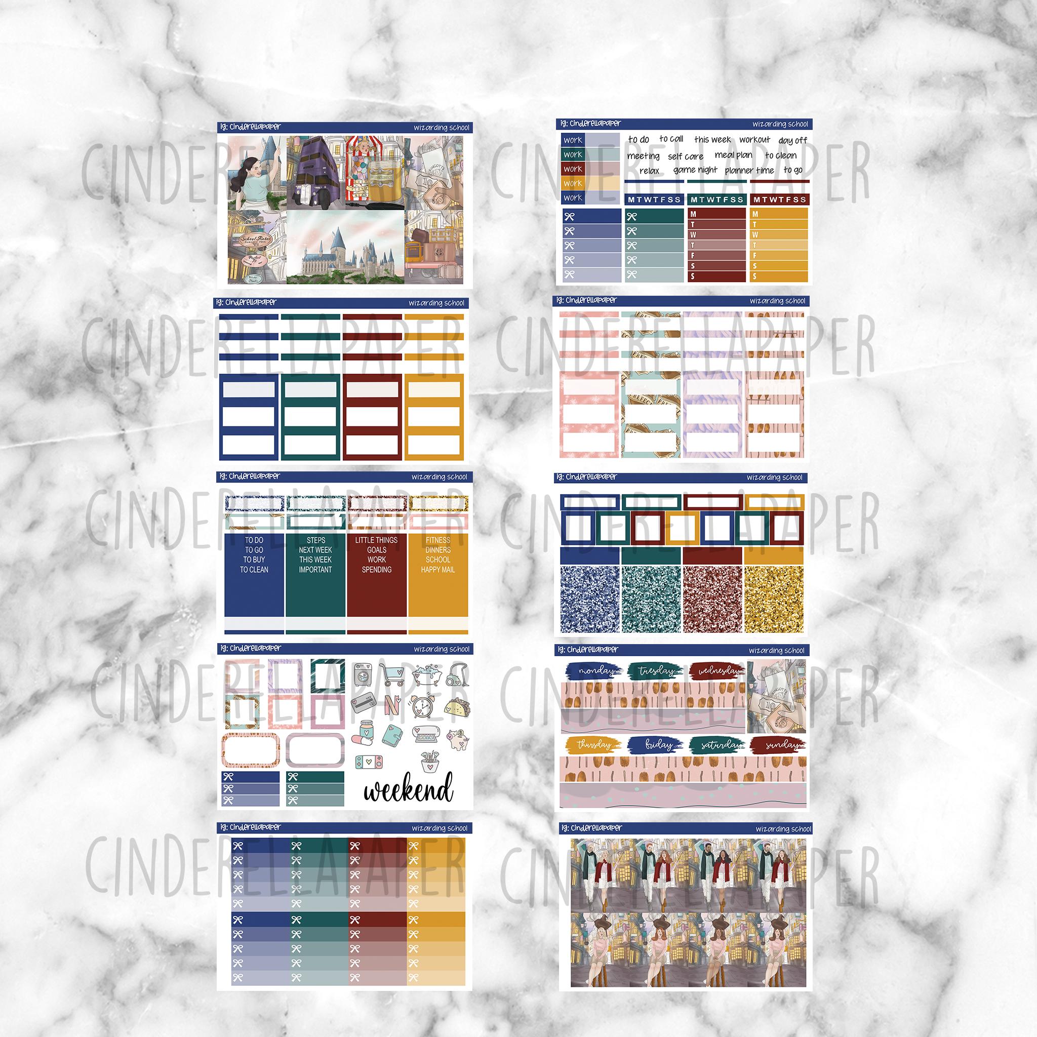 Wizarding School Printable Planner Stickers, Weekly Kit (PDF, JPG, PNG ...