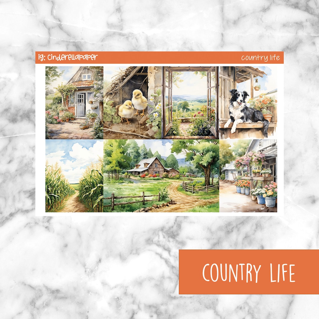 Country Life Printable Planner Stickers, Weekly Sticker Kit Erin ...