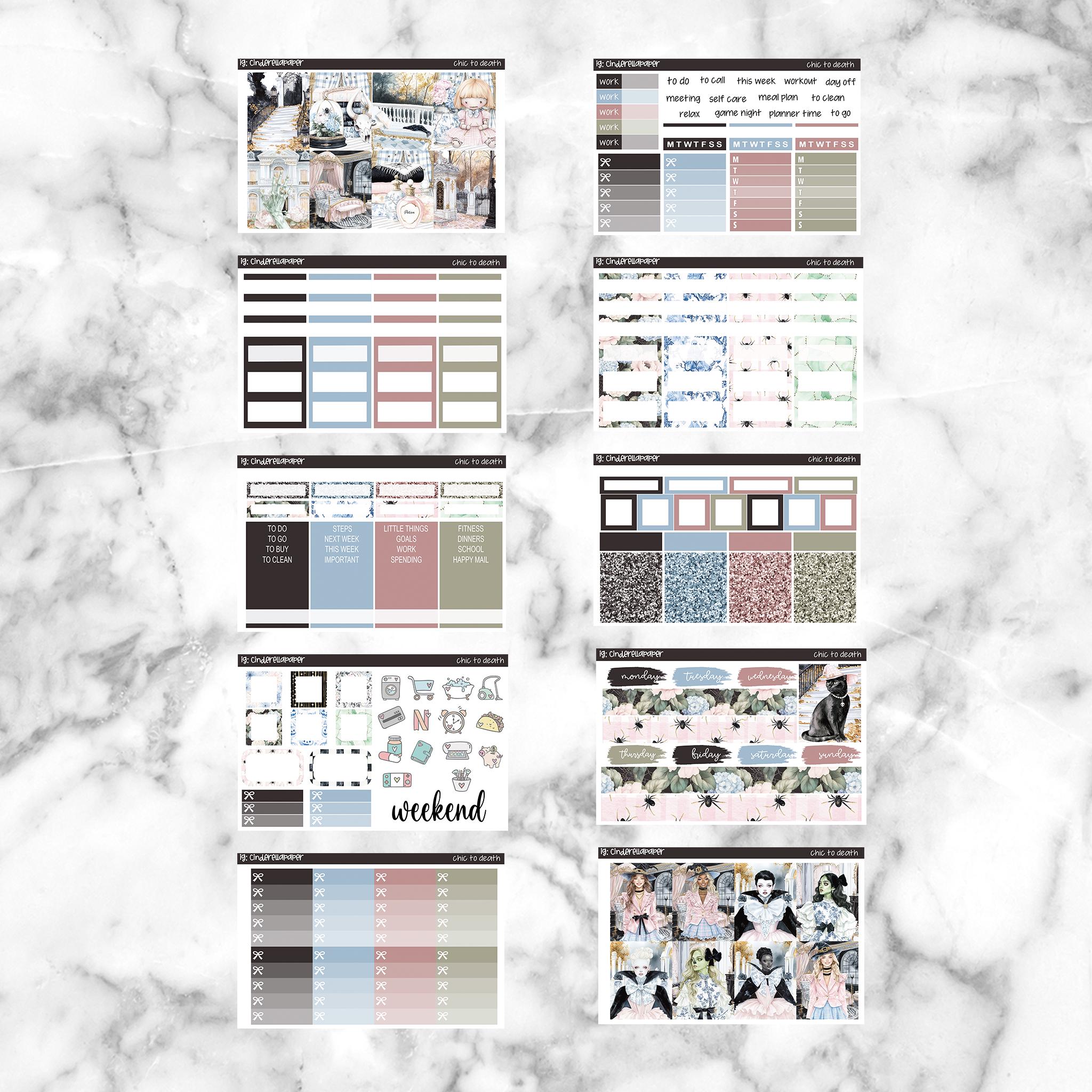 Chic to Death Planner Stickers, Weekly Kit, Vertical Layout (printable ...