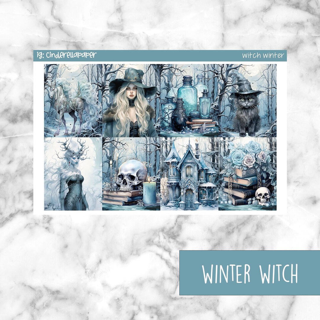 Winter Witch Printable Planner Stickers, Weekly Sticker Kit Erin ...