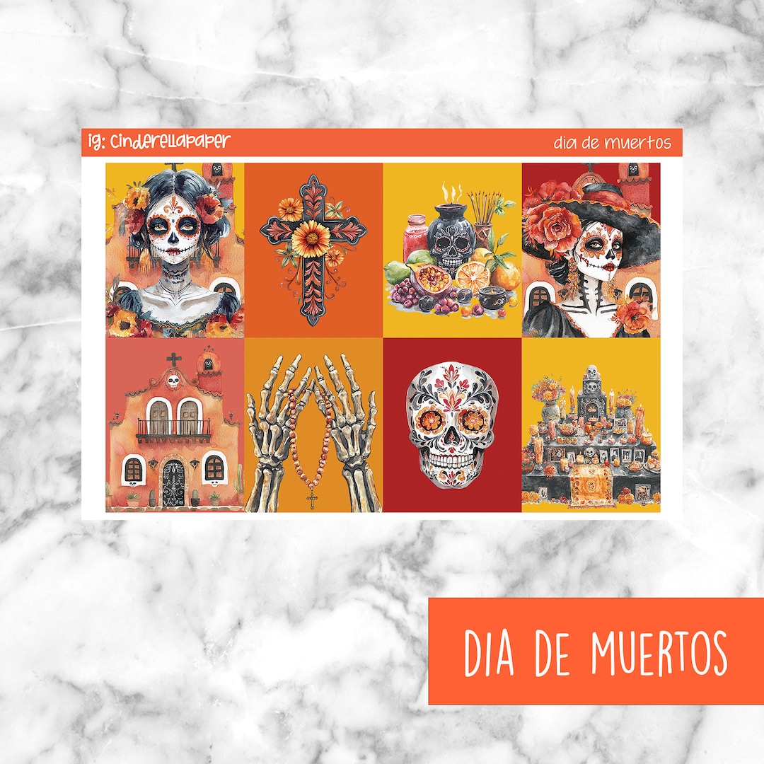 Dia De Muertos Printable Planner Stickers, Weekly Sticker Kit Erin ...