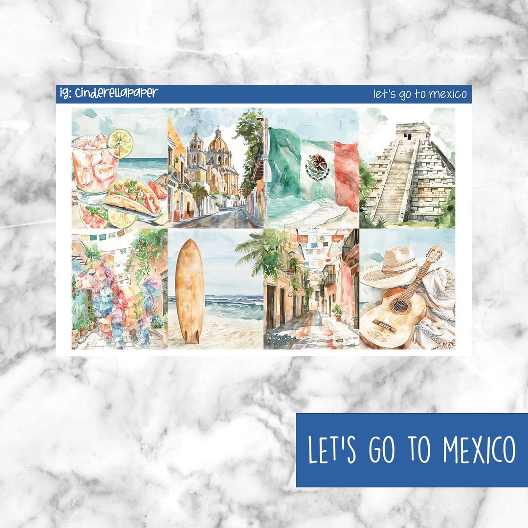 Let's Go to Mexico Printable Planner Stickers, Weekly Sticker Kit Erin ...