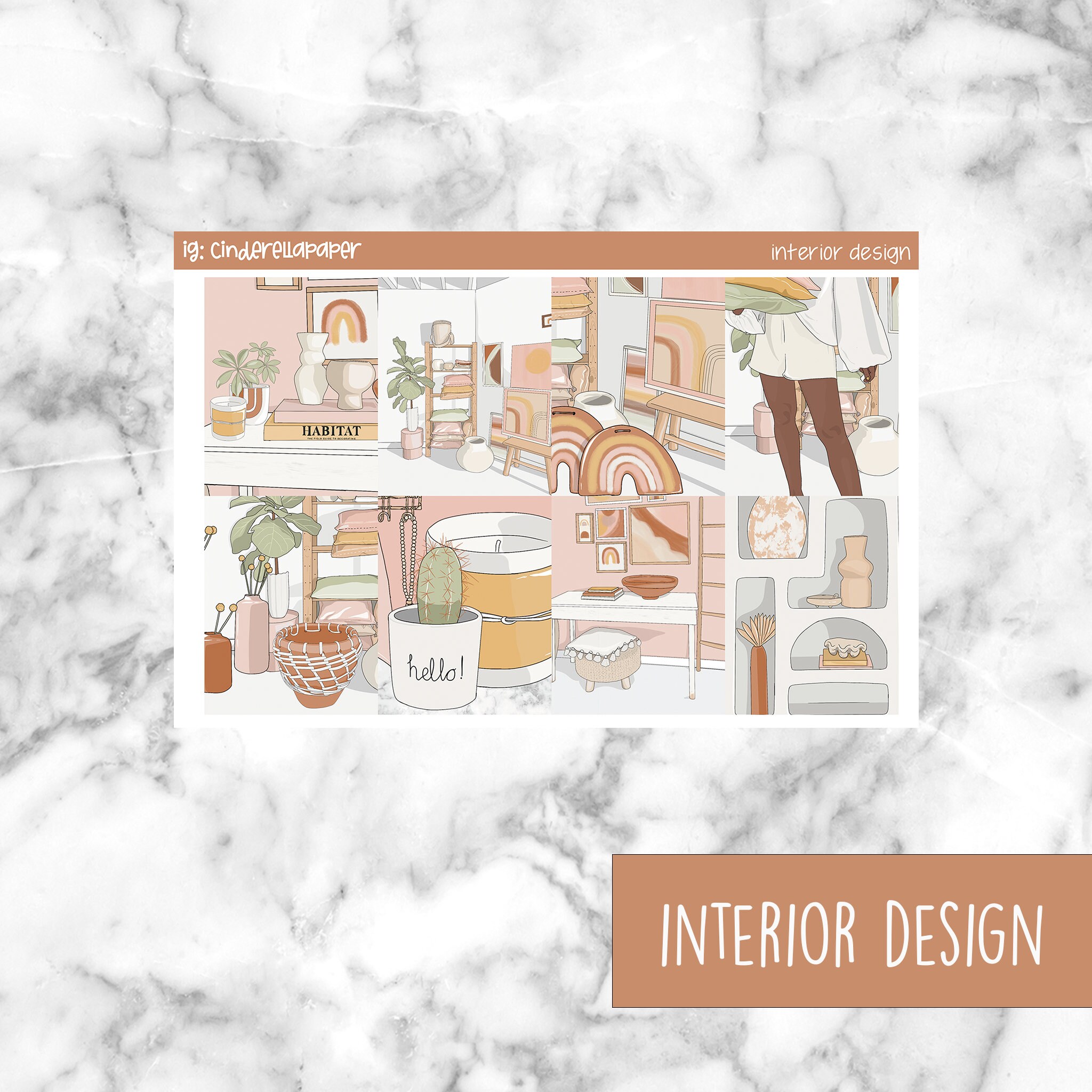 Interior Design Printable Planner Stickers, Weekly Sticker Kit Erin ...