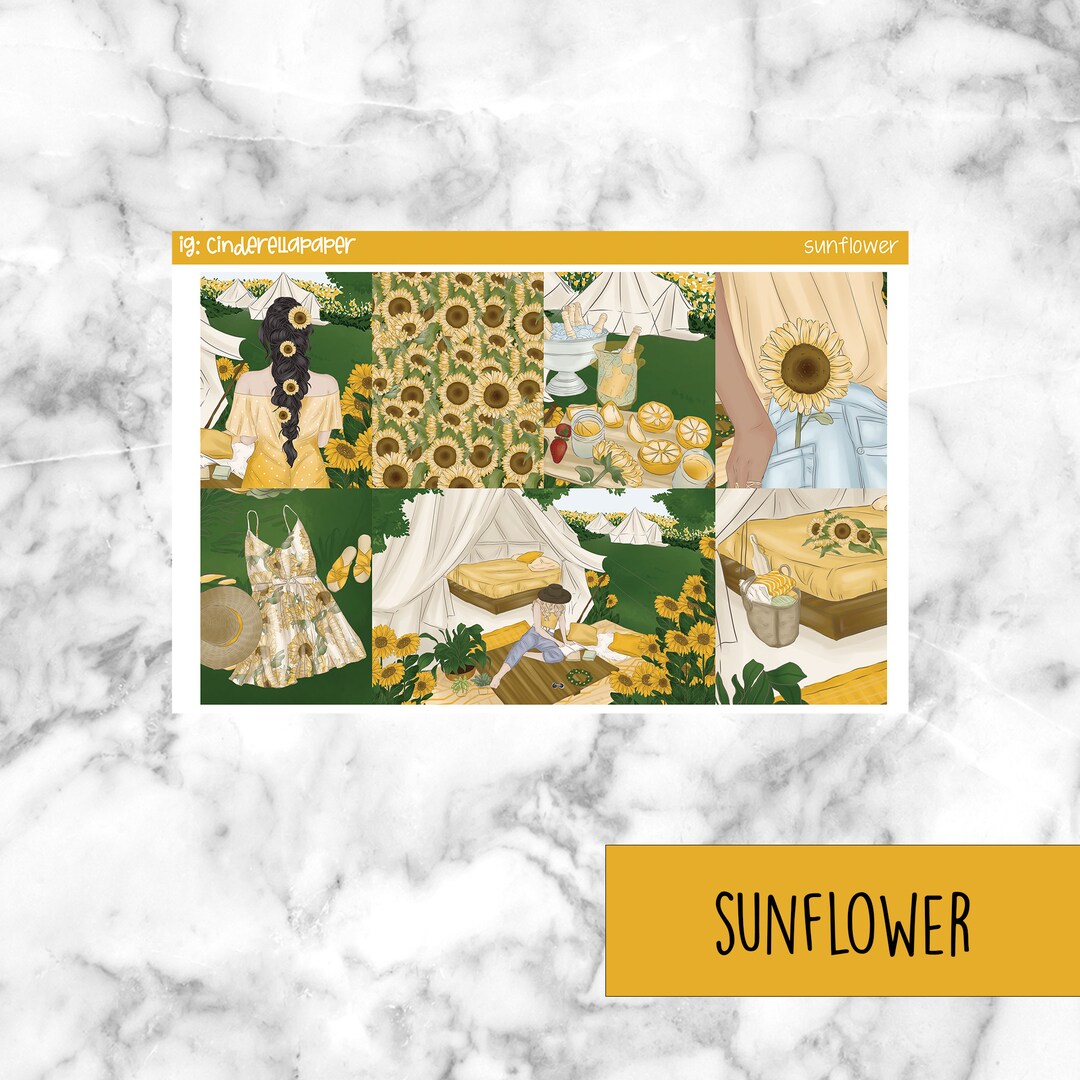 Sunflower Printable Planner Stickers, Weekly Sticker Kit Erin Condren ...