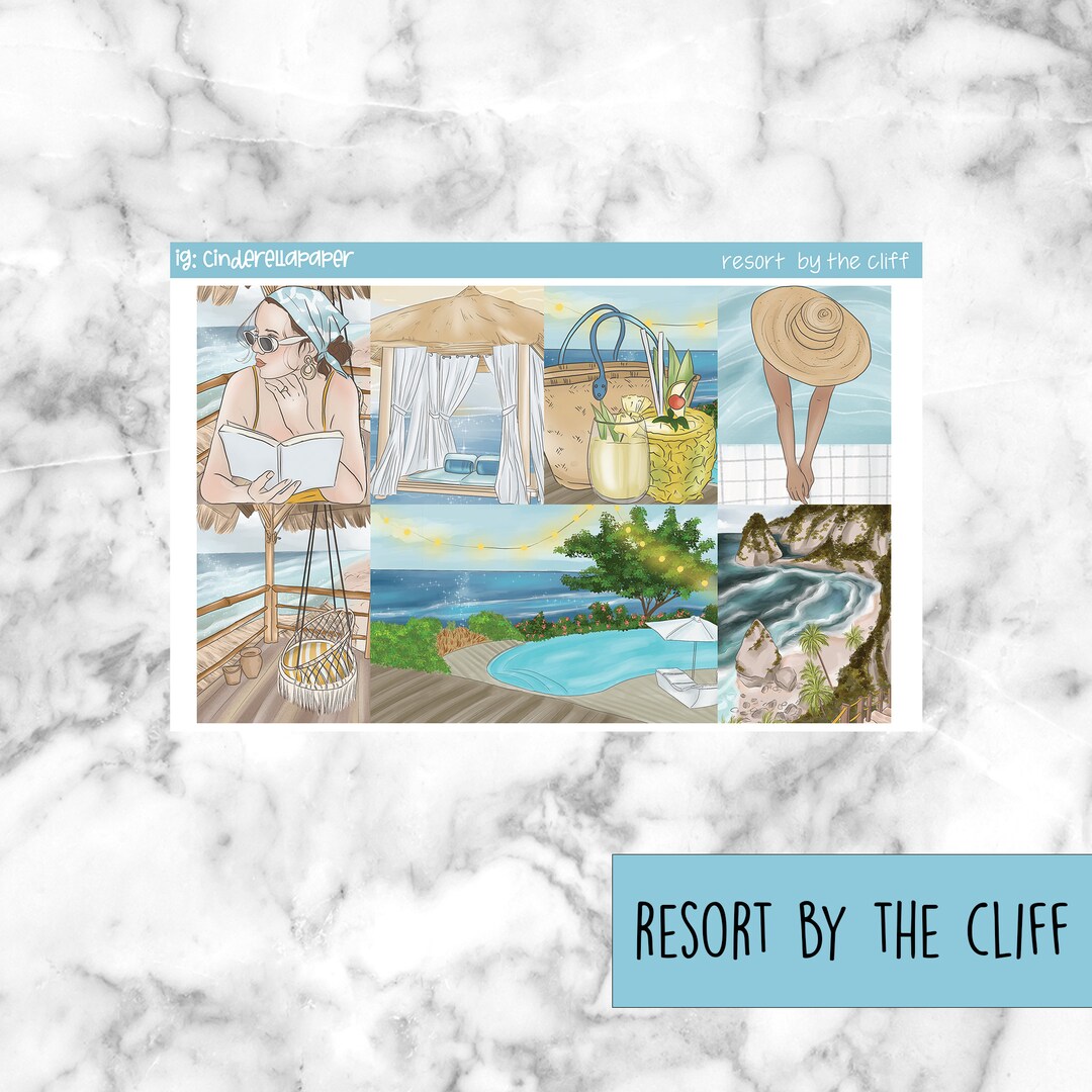 Resort by the Cliff Printable Planner Stickers, Weekly Sticker Kit Erin ...