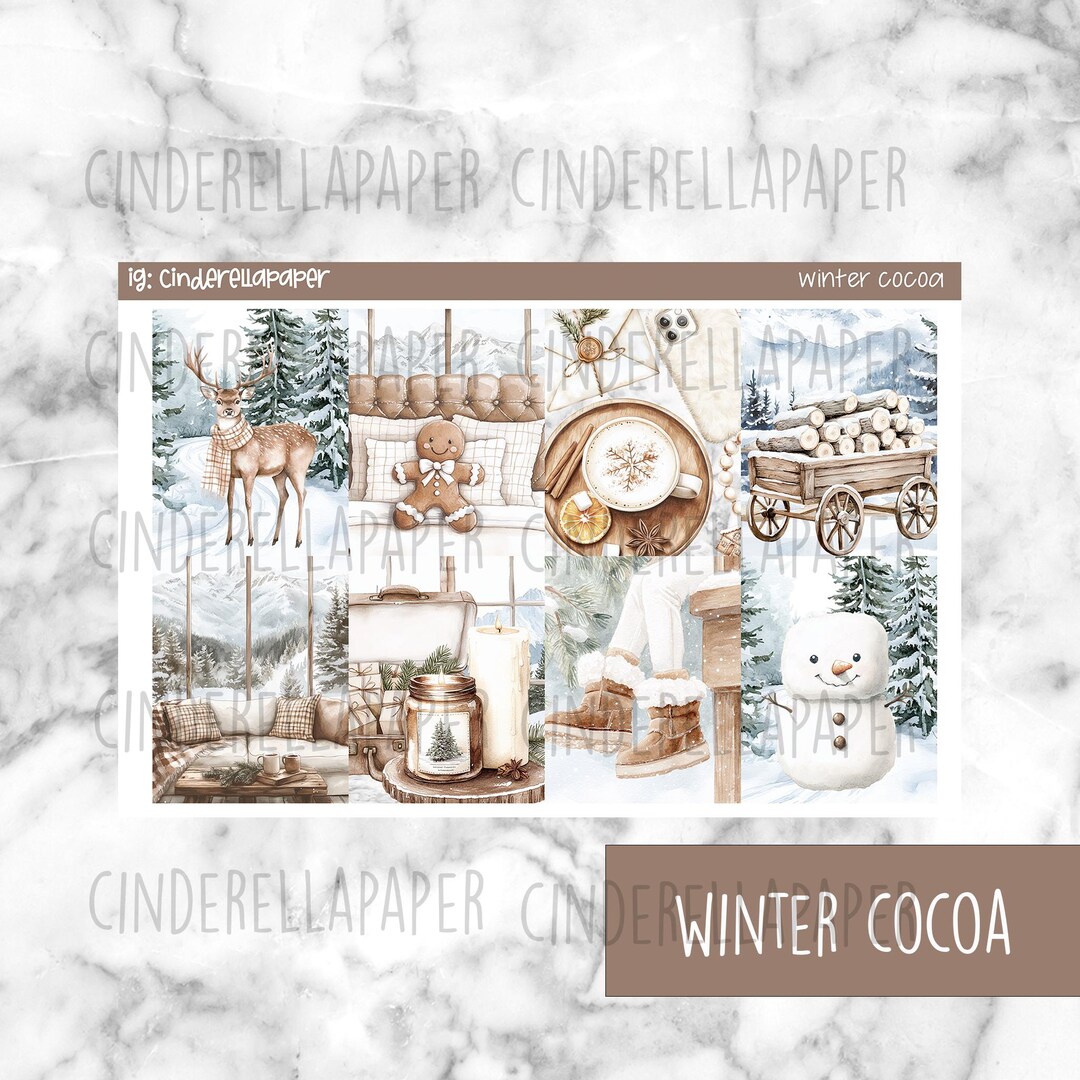 Winter Cocoa Printable Planner Stickers, Weekly Sticker Kit Erin ...