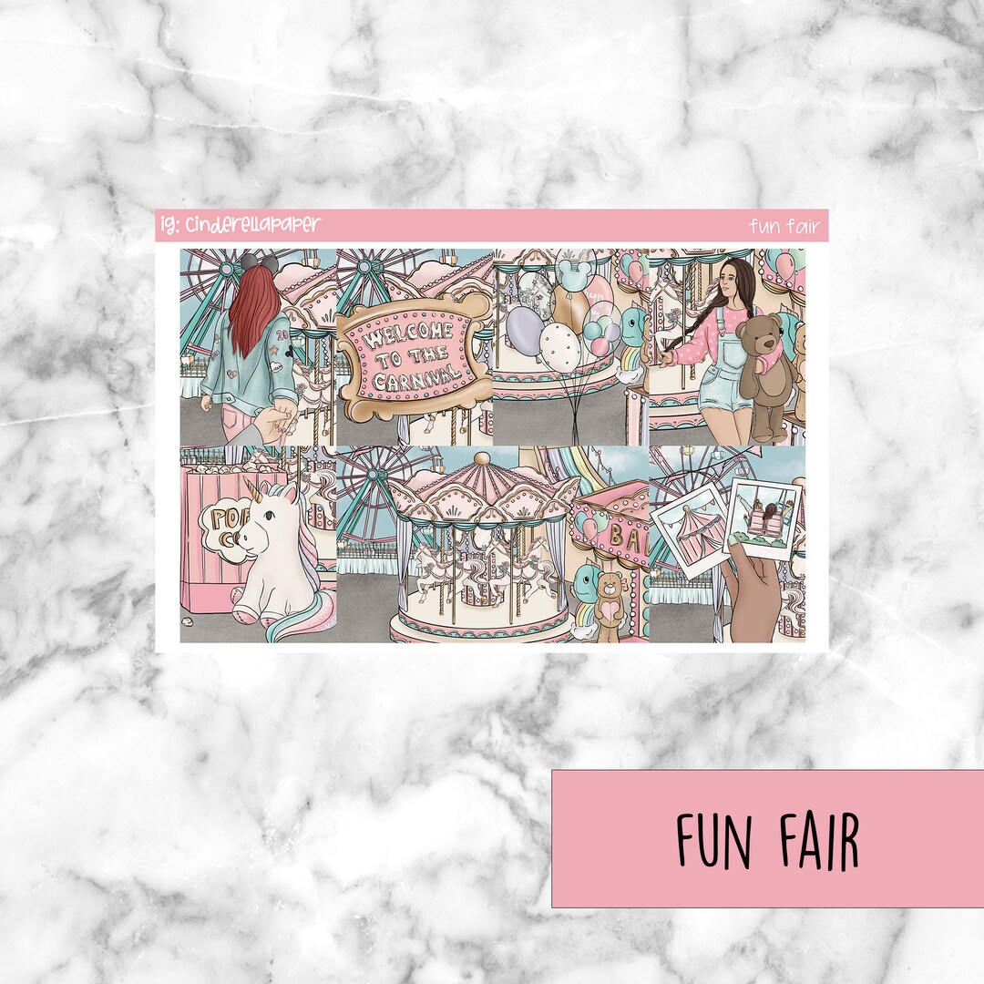 Fun Fair Planner Stickers, Weekly Kit, Vertical Layout (printable PNG ...