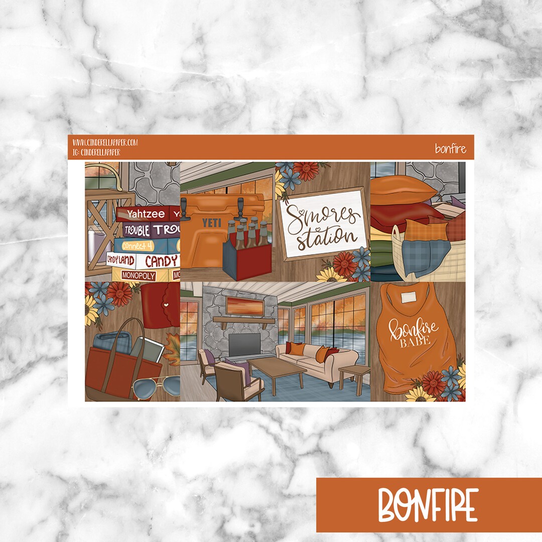Bonfire Printable Planner Stickers, Weekly Sticker Kit Erin Condren ...