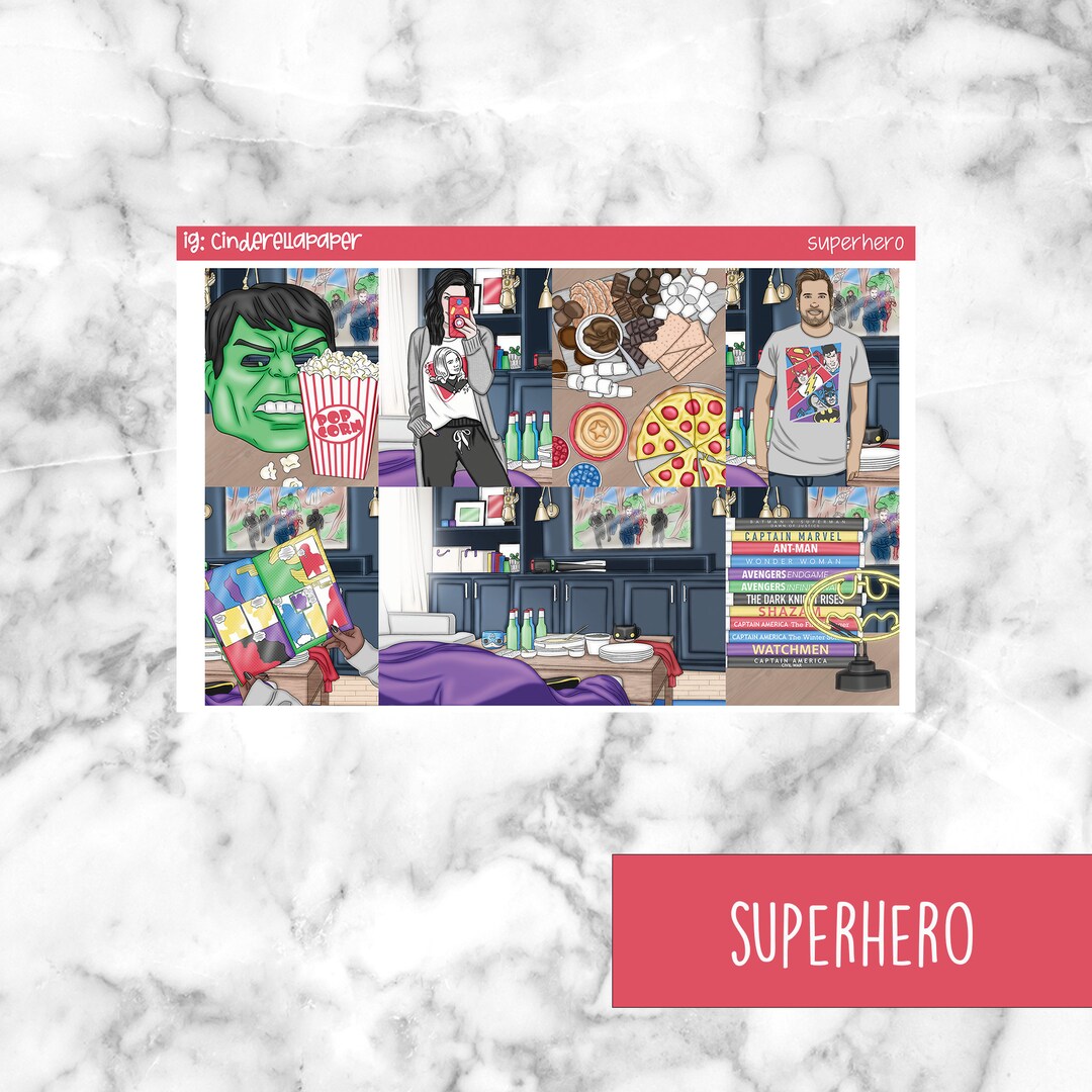 Superhero Planner Stickers, Weekly Kit, Erin Condren Vertical (digital ...