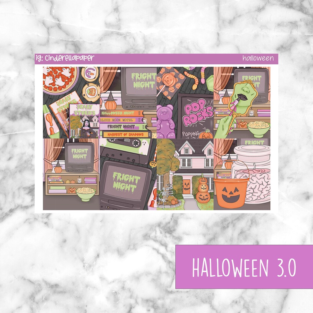 Halloween Printable Planner Stickers: Weekly Kit, Silhouette Cut File ...