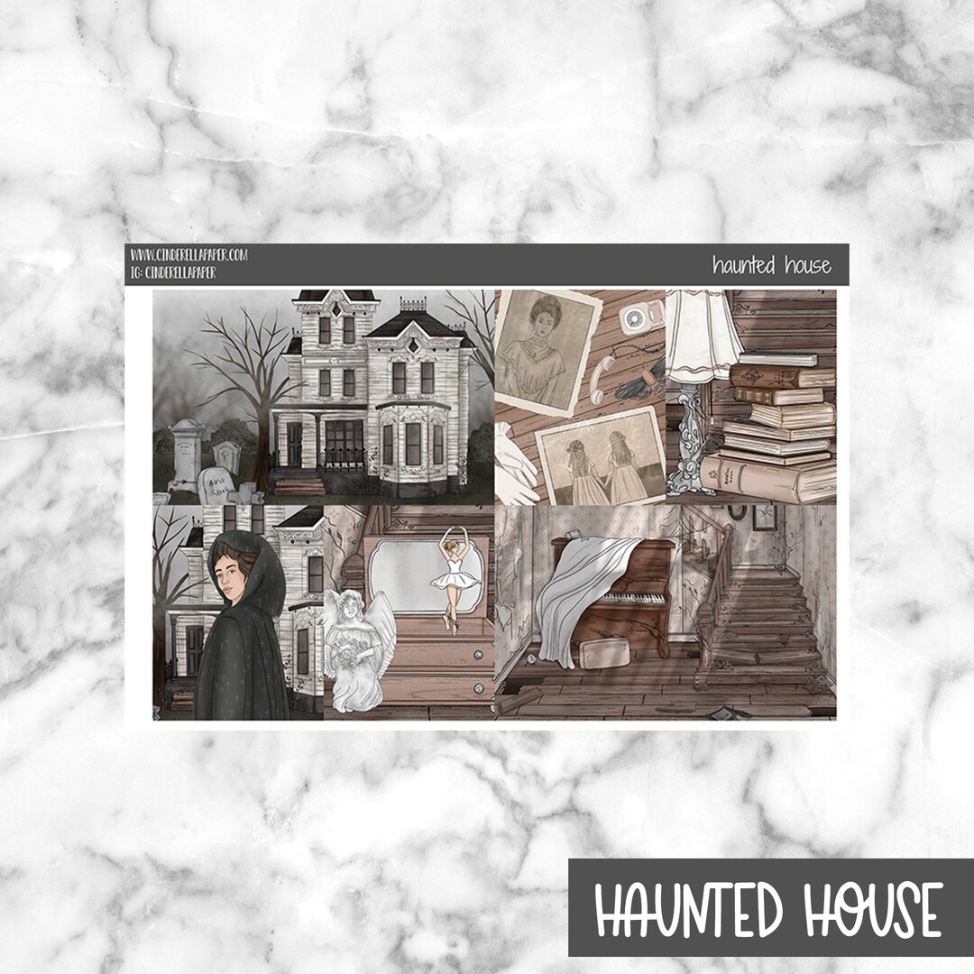 Haunted House Printable Planner Stickers, Weekly Sticker Kit Erin ...