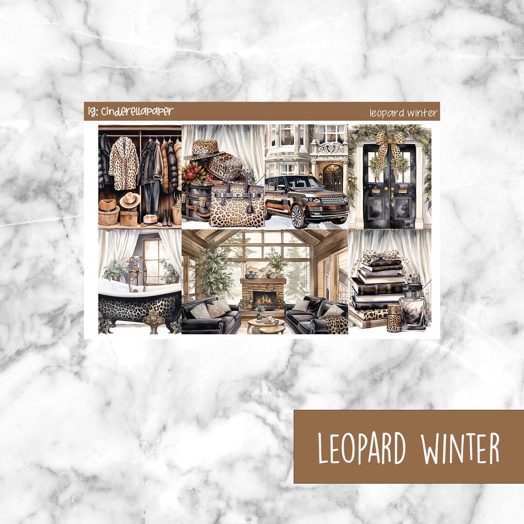 Leopard Winter Printable Planner Stickers: Weekly Vertical Kit (PDF ...