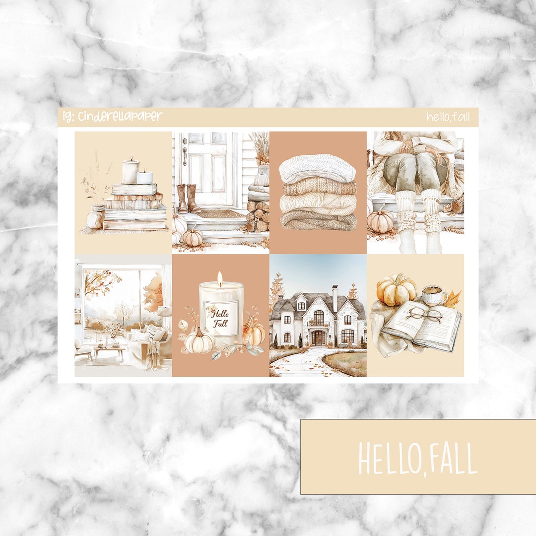 Hello, Fall Printable Planner Stickers, Weekly Sticker Kit Erin Condren ...