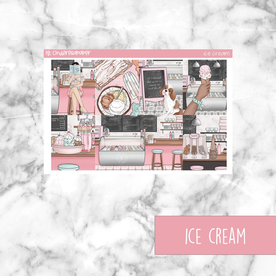 Ice Cream Planner Stickers, Weekly Kit, Erin Condren Vertical (digital ...