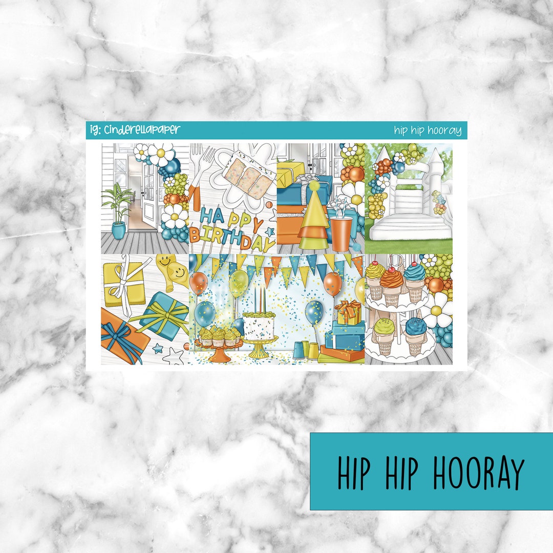 Hip Hip Hooray Printable Planner Stickers, Weekly Sticker Kit Erin ...