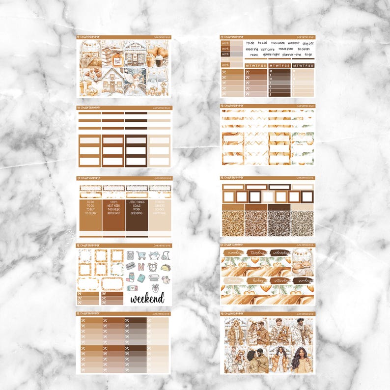 Caramel Love Printable Planner Stickers, Weekly Sticker Kit Erin ...