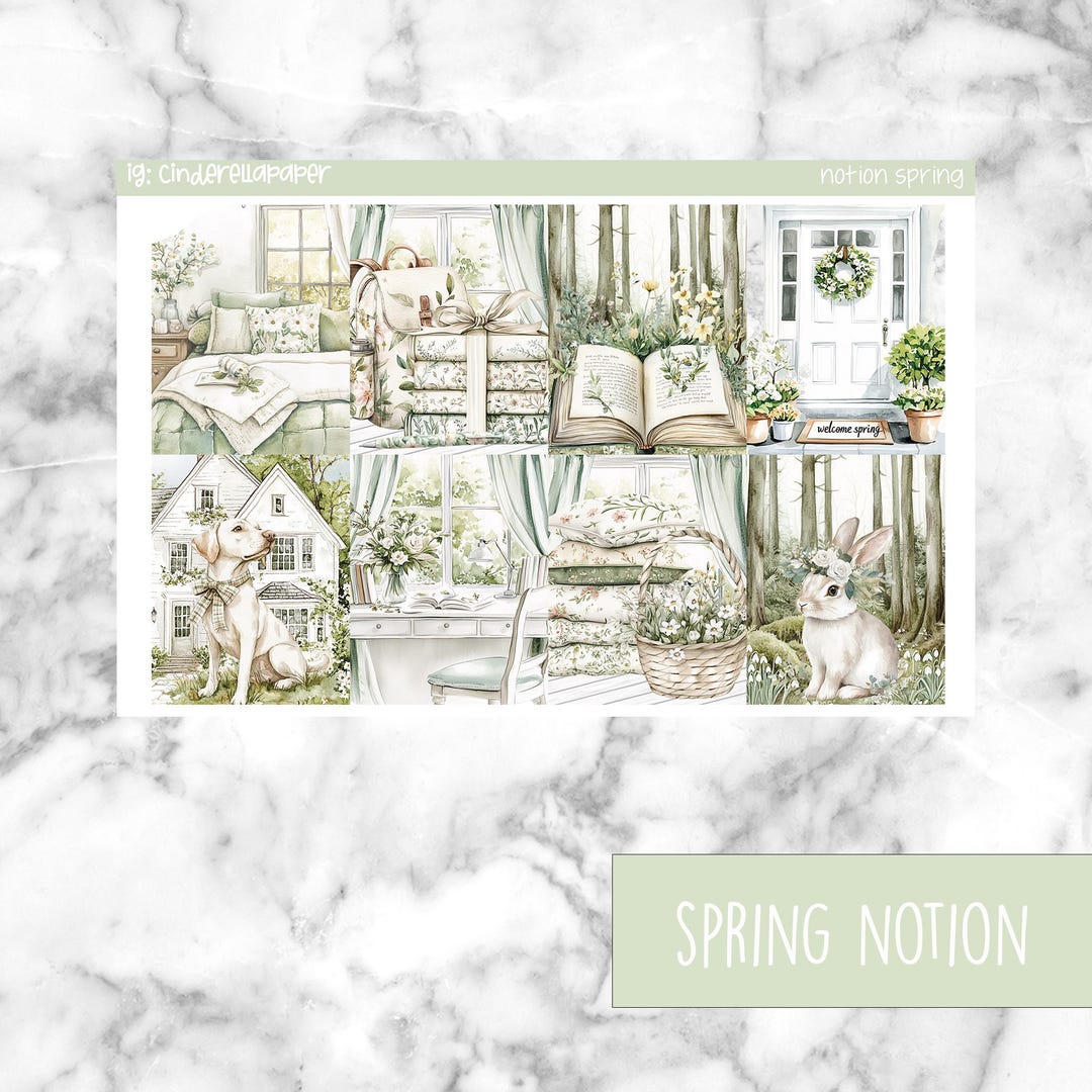 Spring Notion Printable Planner Stickers, Weekly Sticker Kit Erin ...