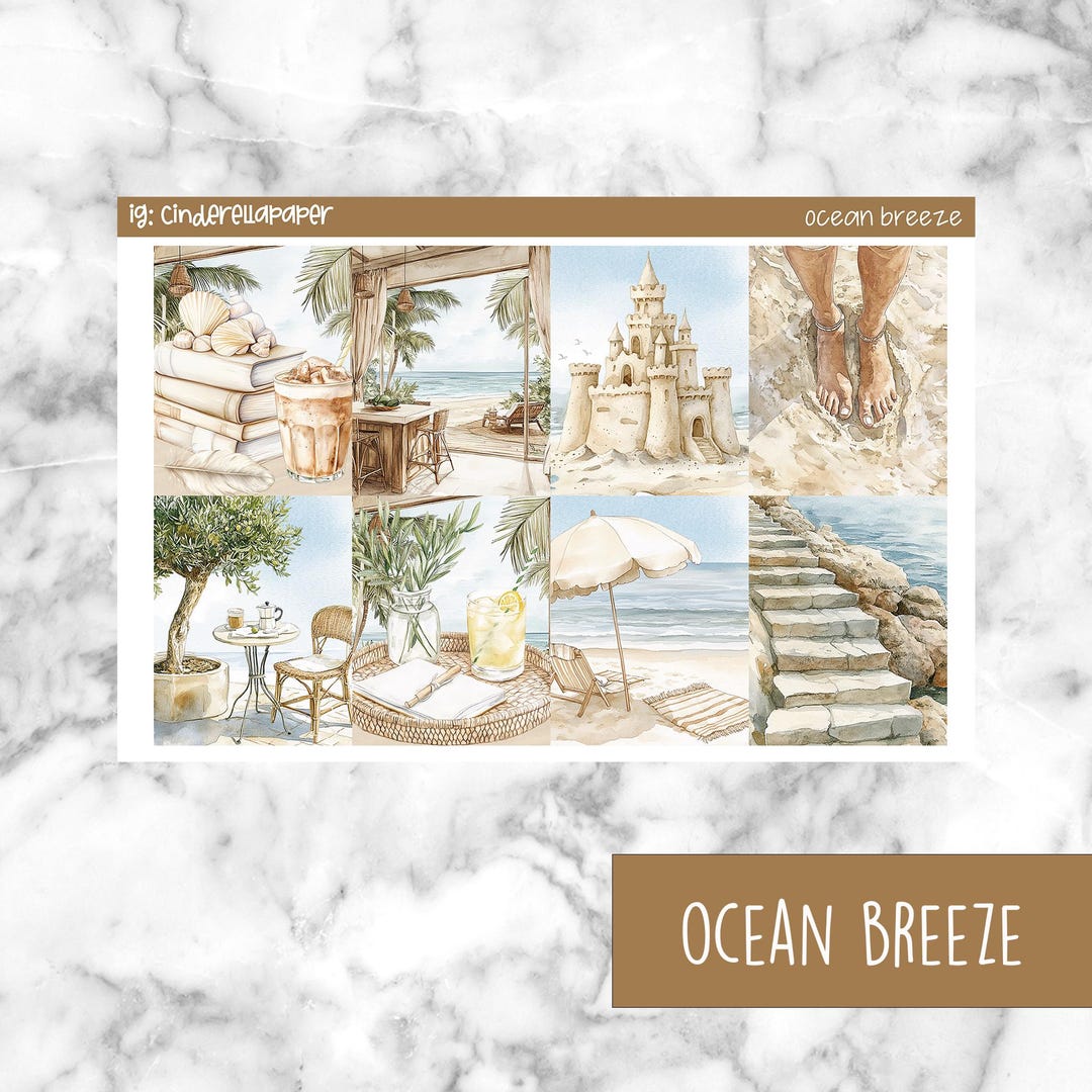 Ocean Breeze Printable Planner Stickers, Weekly Sticker Kit Erin ...