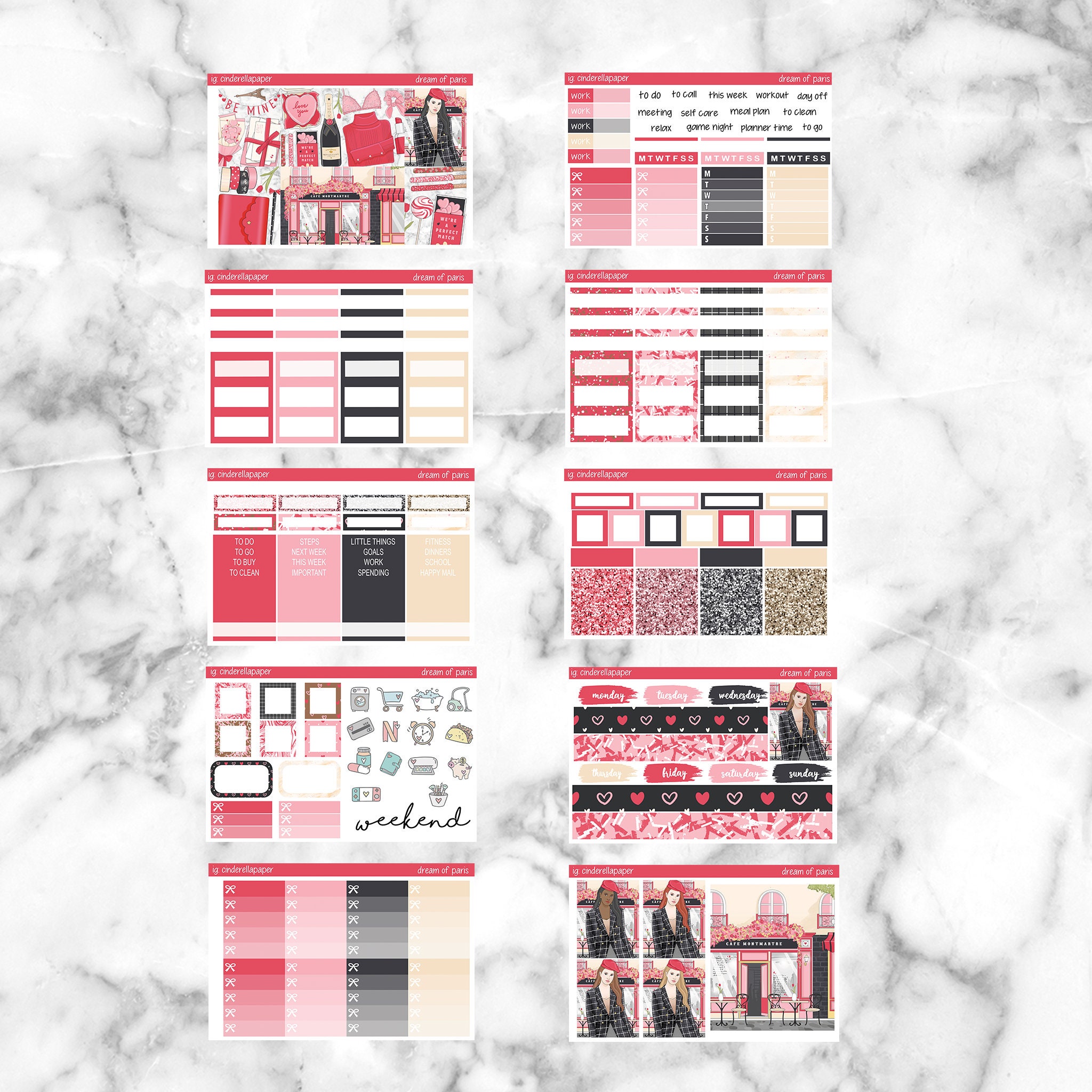 Dream of Paris Printable Planner Stickers, Weekly Sticker Kit Erin ...