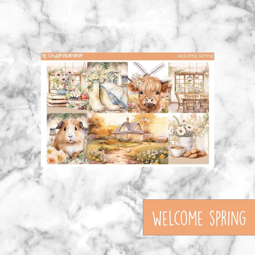 Welcome Spring Printable Planner Stickers, Weekly Sticker Kit Erin ...