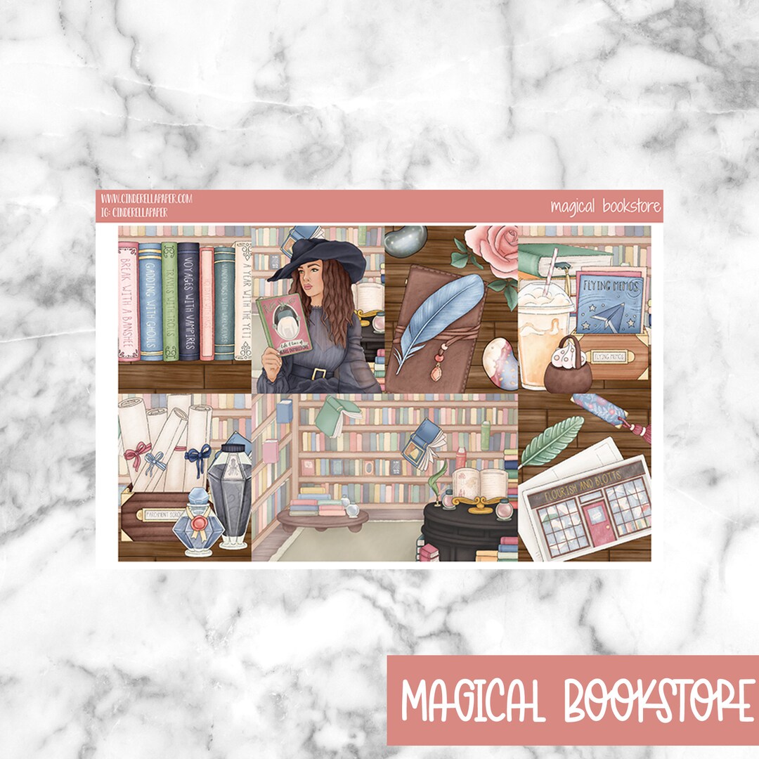 Magical Bookstore Printable Planner Stickers, Weekly Sticker Kit Erin ...