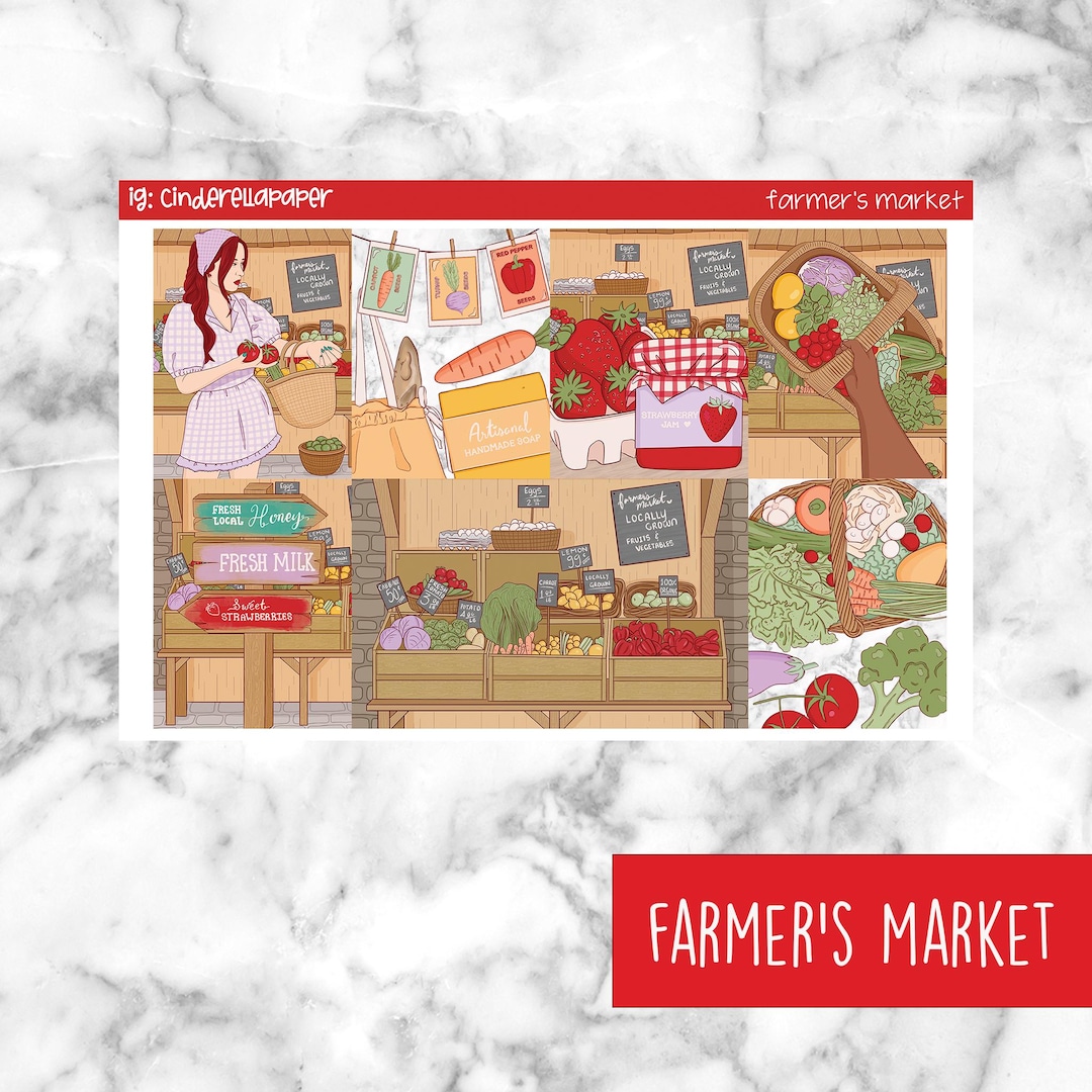 Farmer's Market Printable Planner Stickers, Weekly Sticker Kit Erin ...