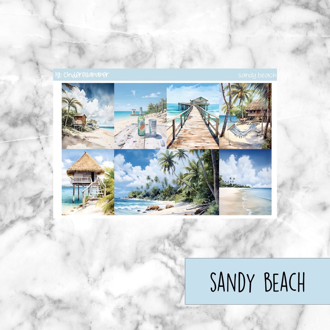 Sandy Beach Printable Planner Stickers, Weekly Sticker Kit Erin Condren ...