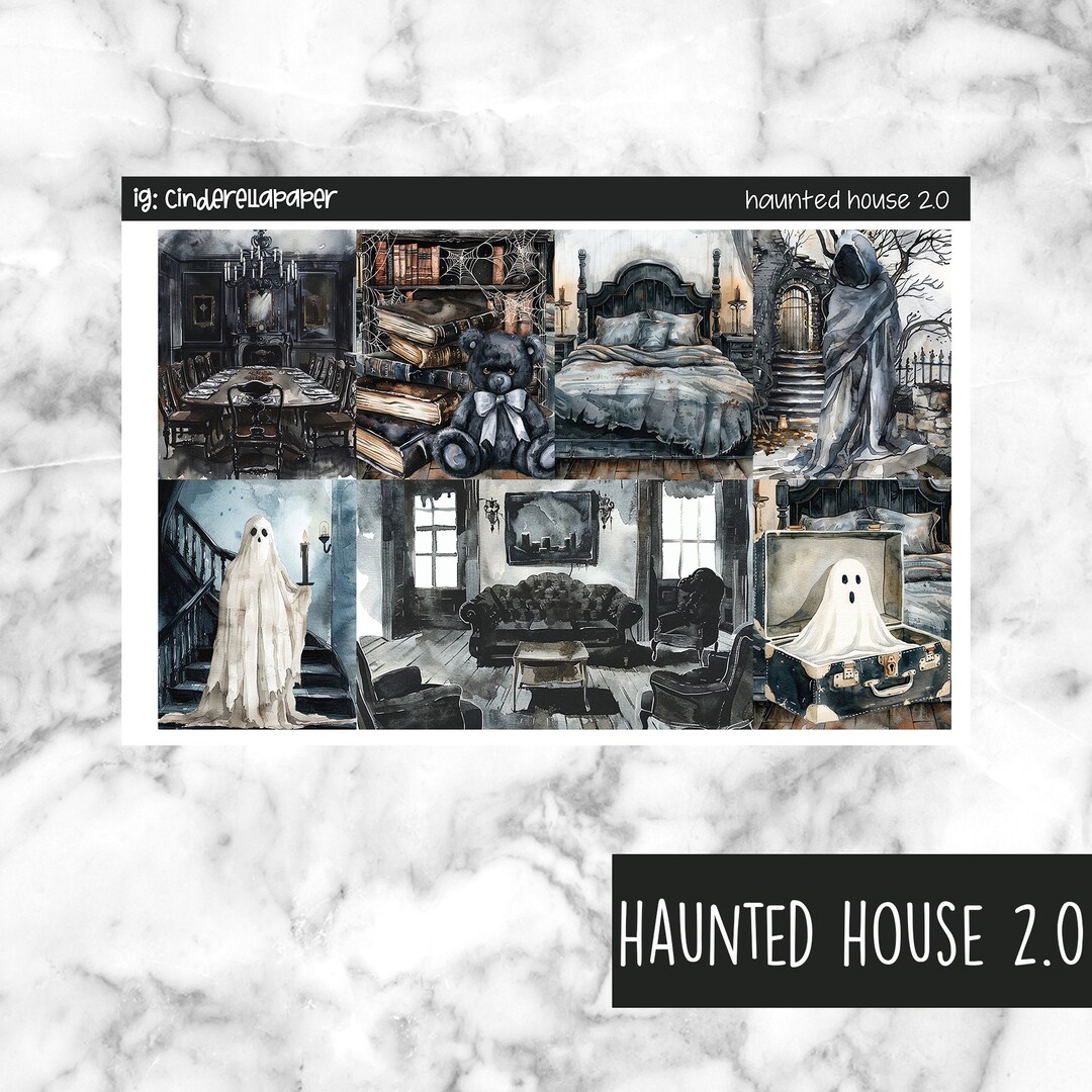 Haunted House 2.0 Printable Planner Stickers, Weekly Sticker Kit Erin ...