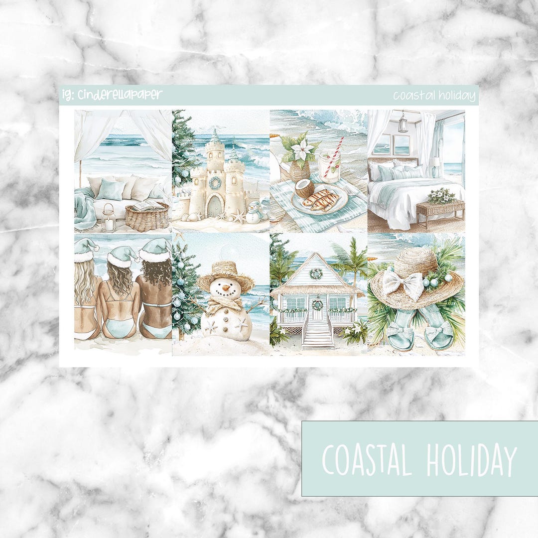 Coastal Holiday Planner Stickers, Weekly Kit (printable) - Etsy