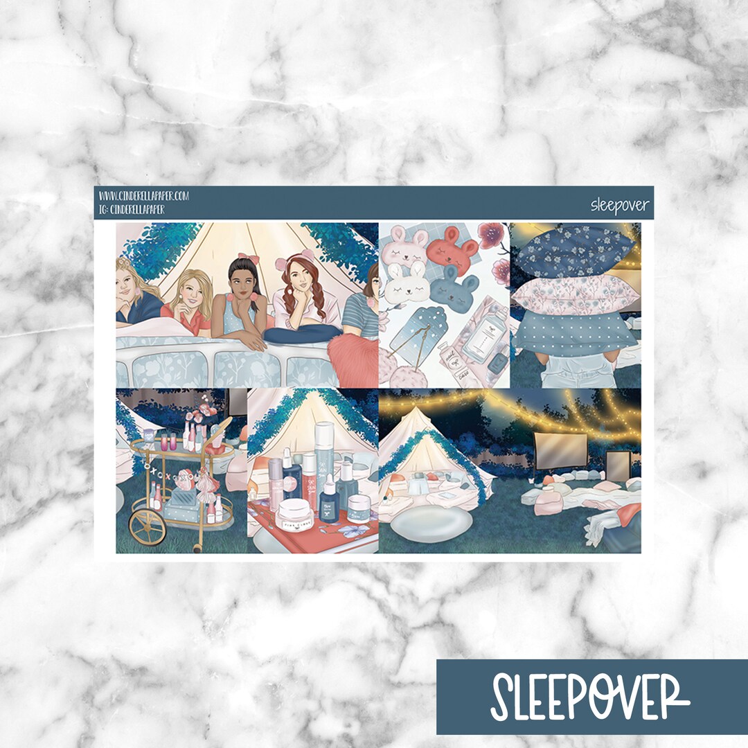Sleepover Printable Planner Stickers, Weekly Sticker Kit Erin Condren ...