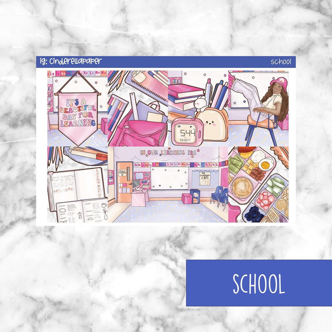 School Printable Planner Stickers, Weekly Sticker Kit Erin Condren ...