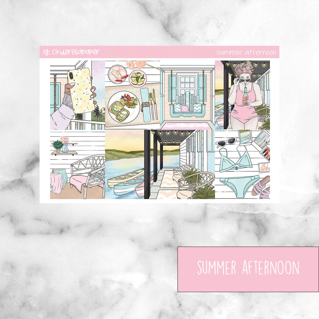 Summer Afternoon Printable Planner Stickers, Erin Condren Vertical Kit ...