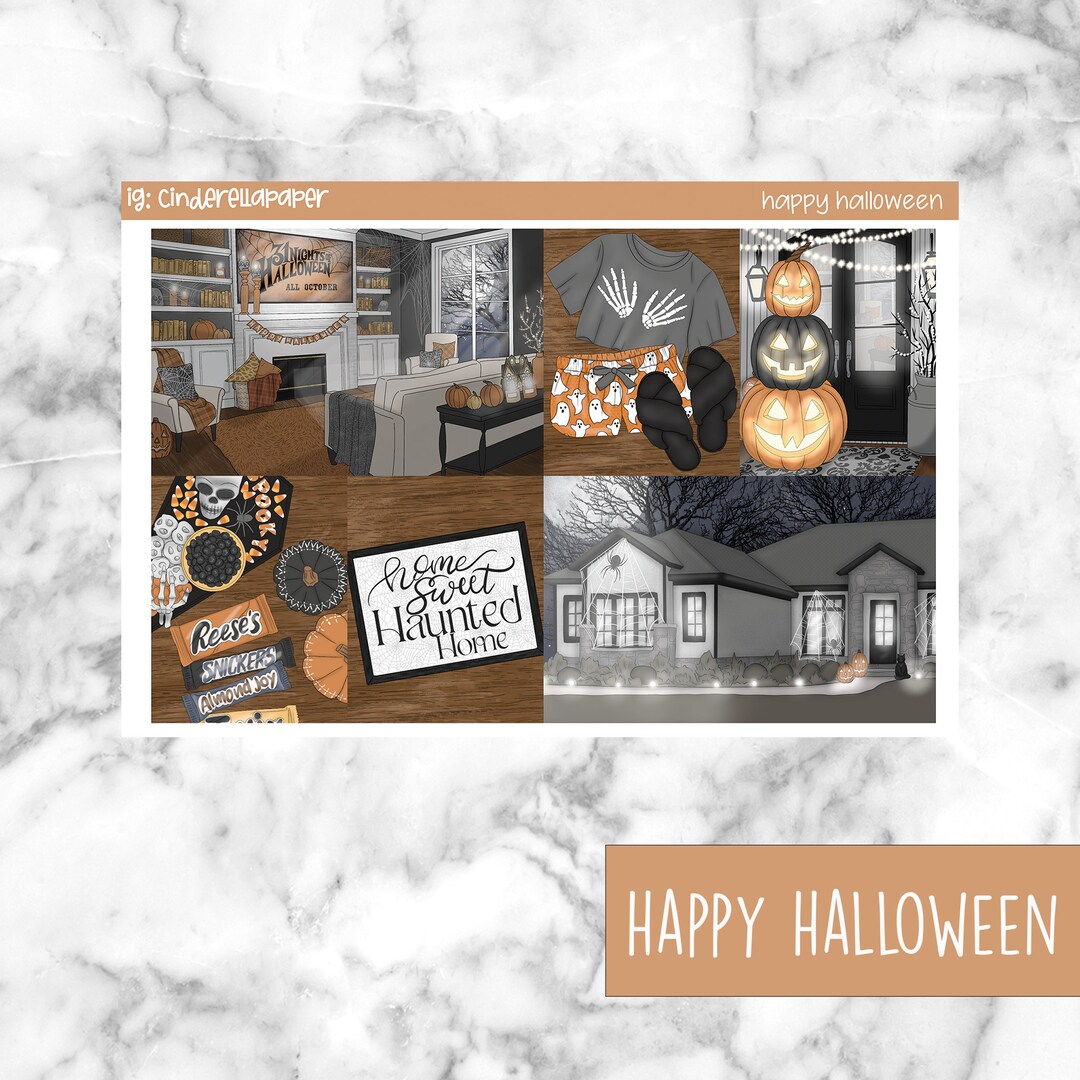 Happy Halloween Printable Planner Stickers, Weekly Sticker Kit Erin ...
