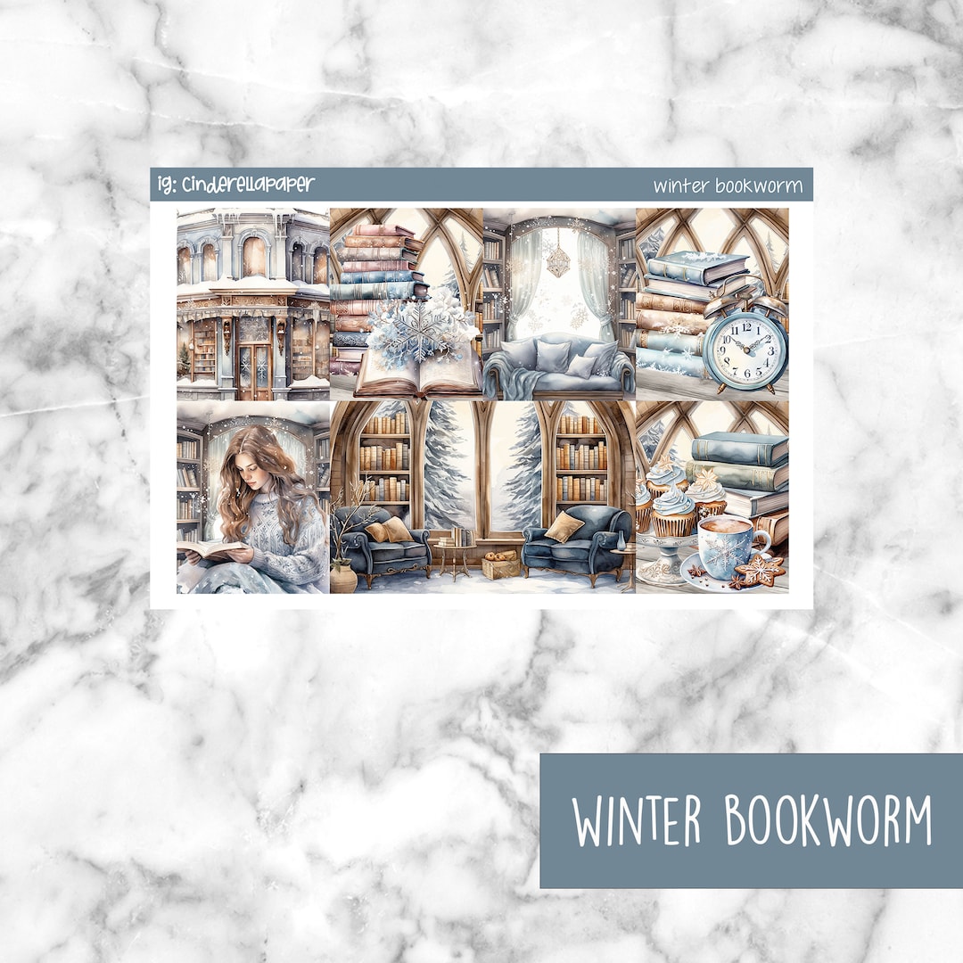 Winter Bookworm Printable Planner Stickers, Weekly Sticker Kit Erin ...