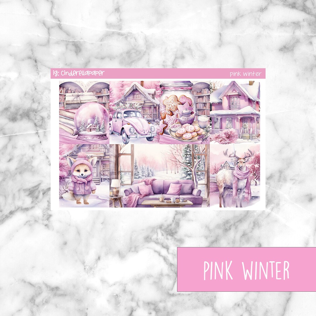 Pink Winter Printable Planner Stickers, Weekly Sticker Kit Erin Condren ...