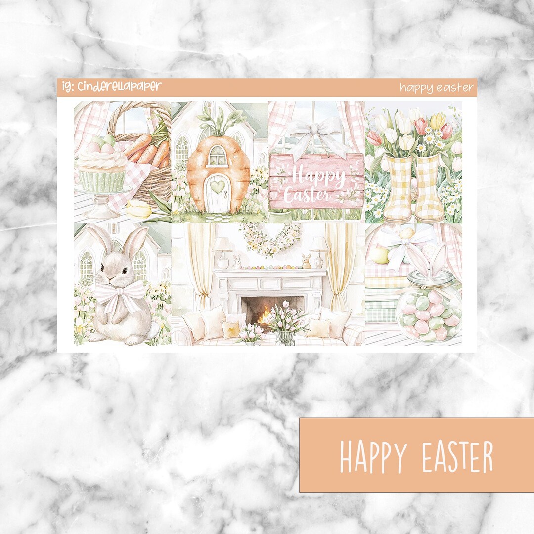 Happy Easter Printable Planner Stickers, Weekly Sticker Kit Erin ...