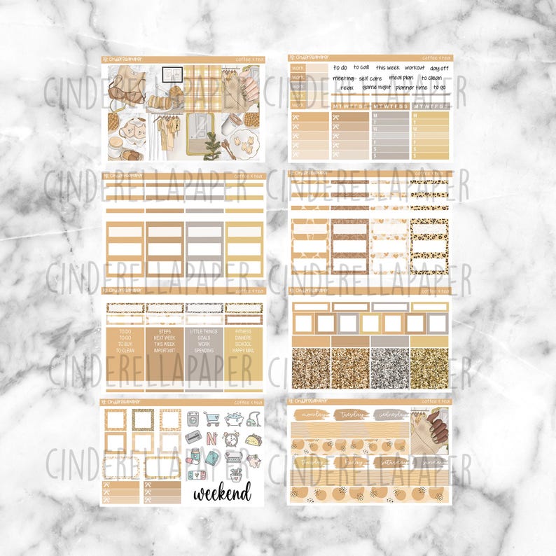 Coffee & Tea Weekly Planner Sticker Kit, Erin Condren Vertical (digital ...