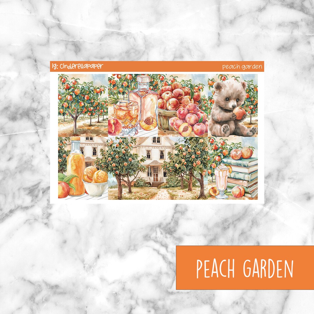 Peach Garden Printable Planner Stickers, Weekly Sticker Kit Erin ...