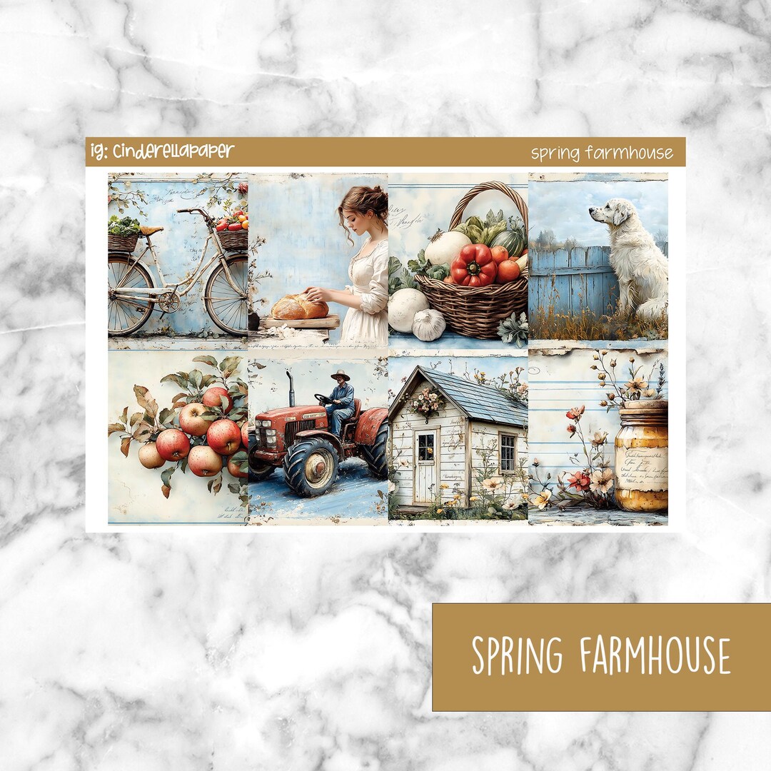 Spring Farmhouse Printable Planner Stickers, Weekly Sticker Kit Erin ...