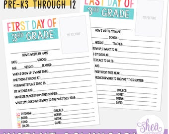Printable First and Last Day of School Sign 2023-2024 Pre-k Digital ...