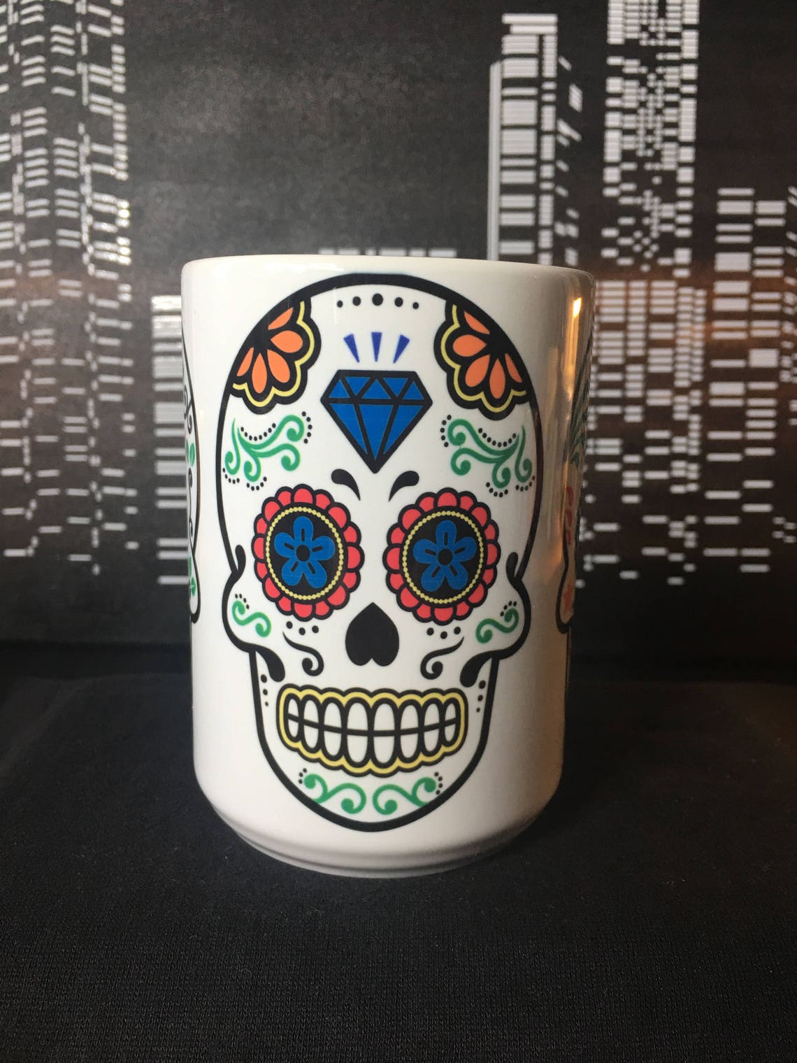 Sugar Skull 15 oz Coffee Mug Tea Mug Gift Skull Custom Mug | Etsy