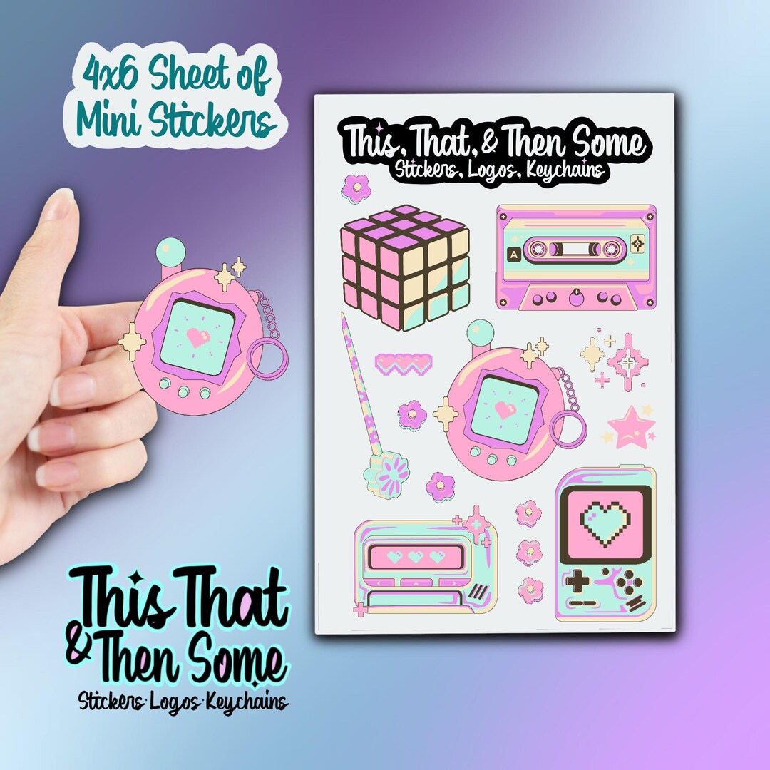 Retro 90's Toys Sticker Sheet, Mini Stickers, Gifts for Sticker Lovers ...